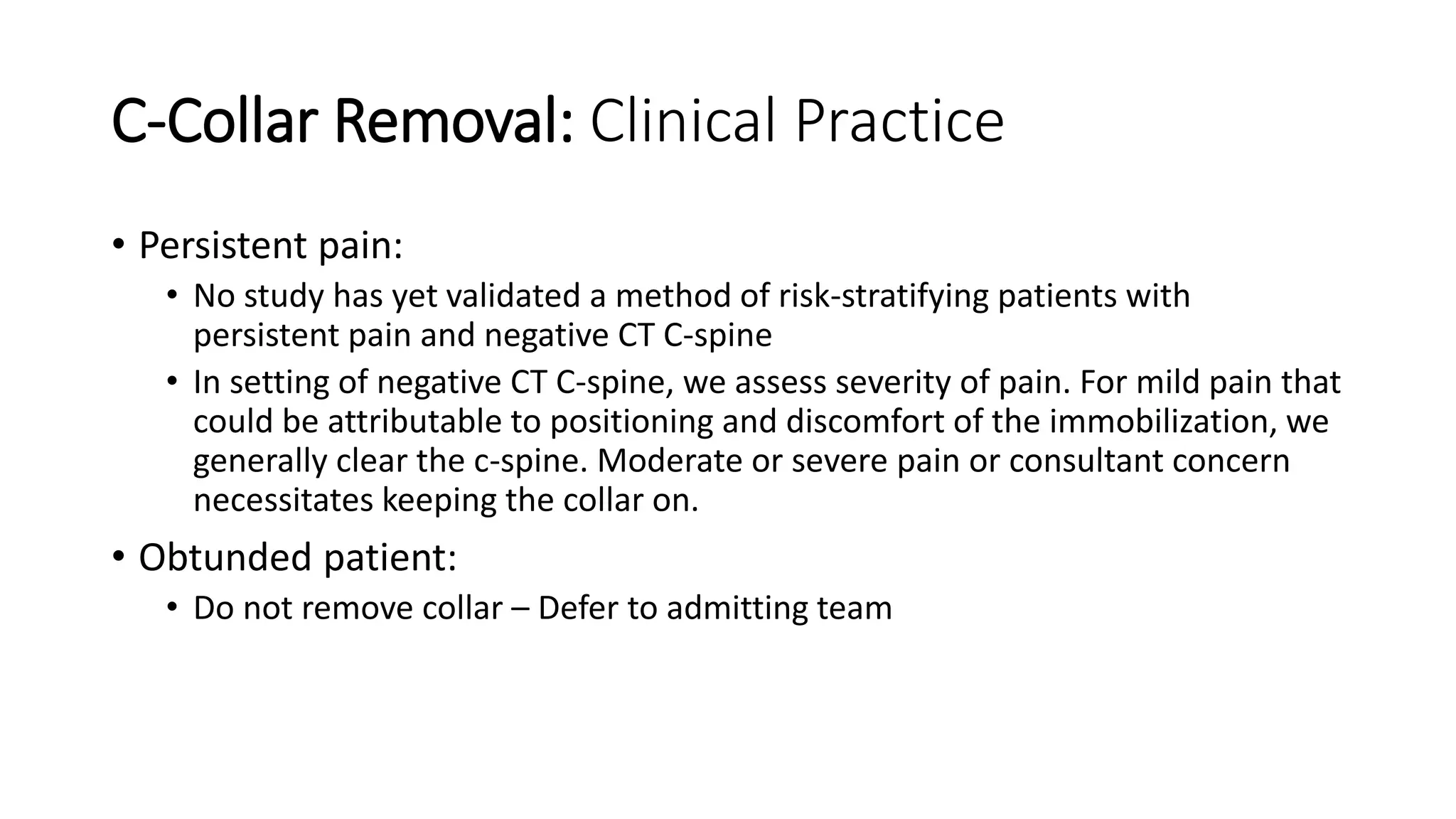 Cervical Spine Clearance in Trauma for Moderate Resource Settings | PPTX