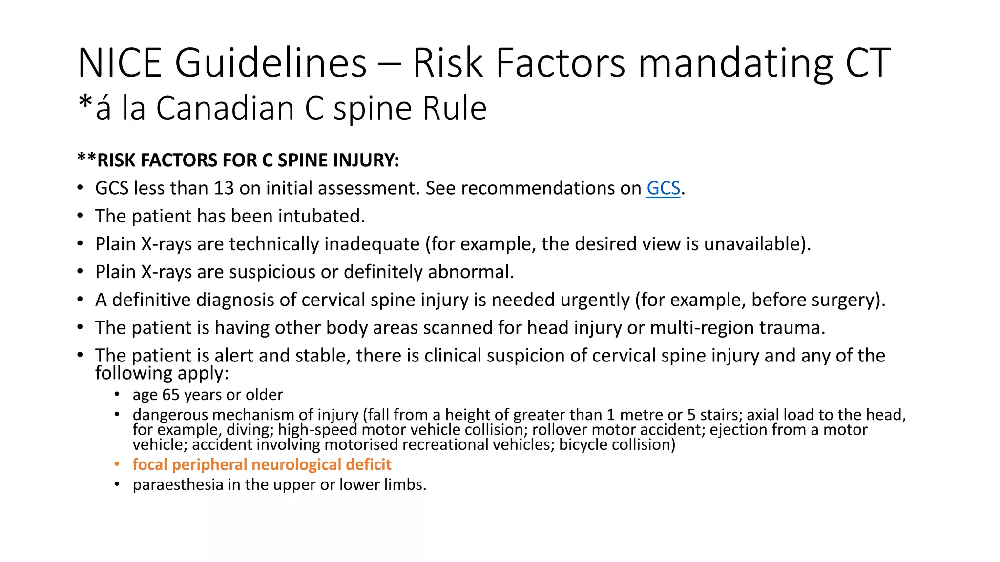 Cervical Spine Clearance in Trauma for Moderate Resource Settings | PPTX