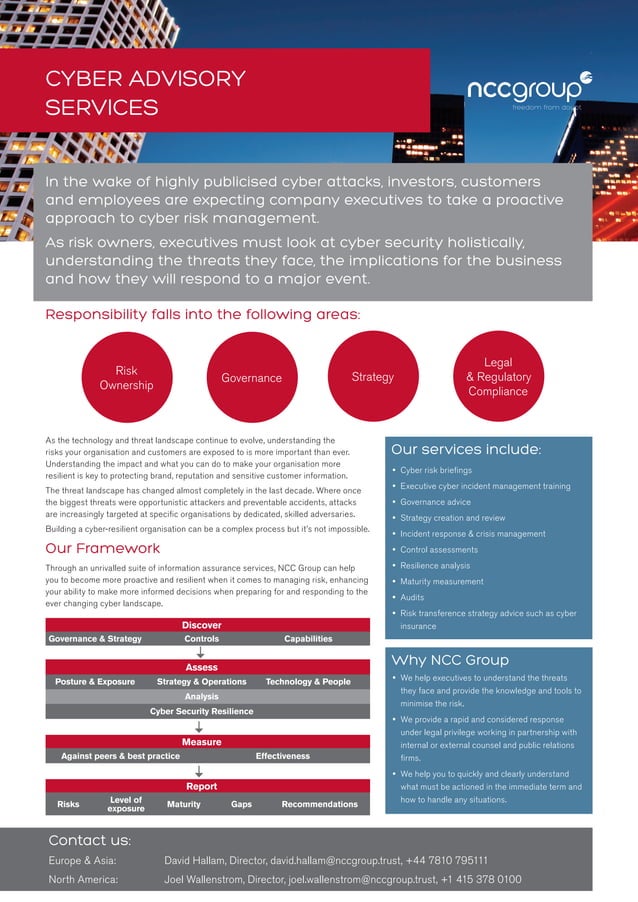 NCC Group C Suite Cyber Security Advisory Services | PDF