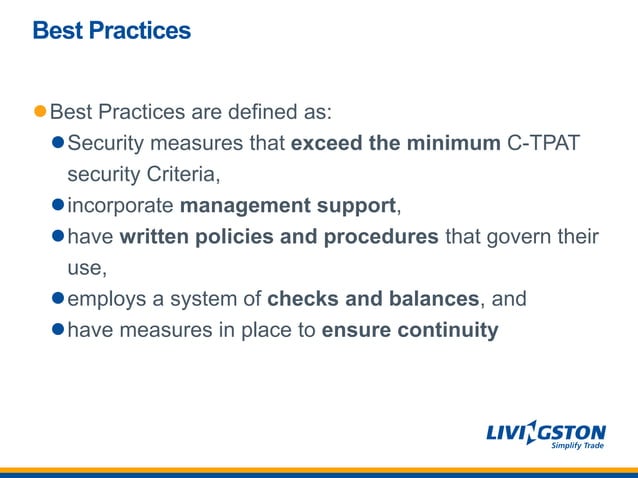 Customs-Trade Partnership Against Terrorism (C-TPAT): Supply Chain Security | PDF
