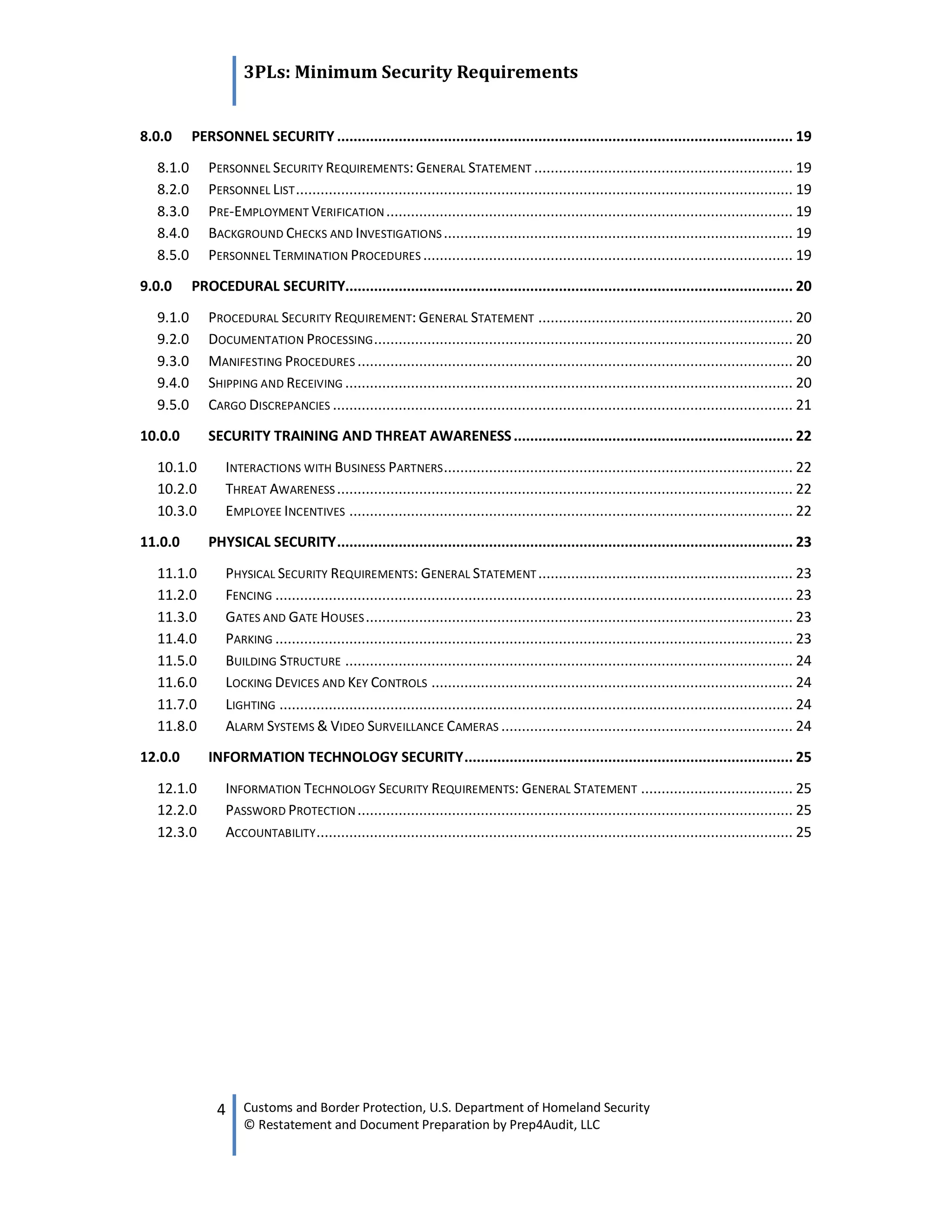 C-TPAT Minimum Security Requirements with compliance Plan | Prep4Audit ...