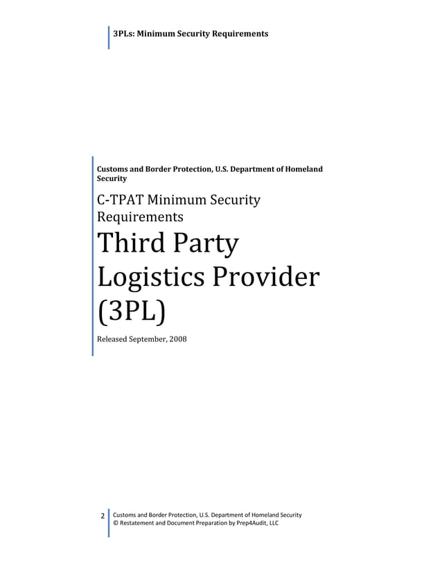 C-TPAT Minimum Security Requirements with compliance Plan | Prep4Audit | PDF