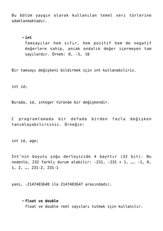 C veri-tipleri-c-data-types | PDF