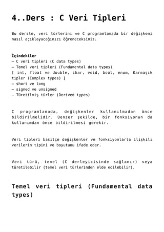C veri-tipleri-c-data-types | PDF