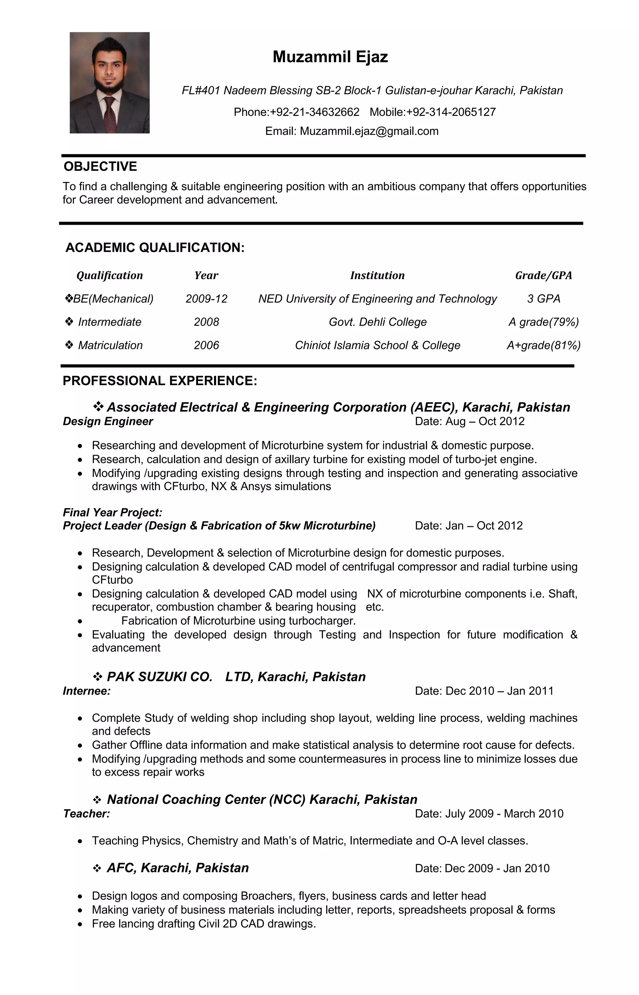 C.V muzammil ejaz | PDF