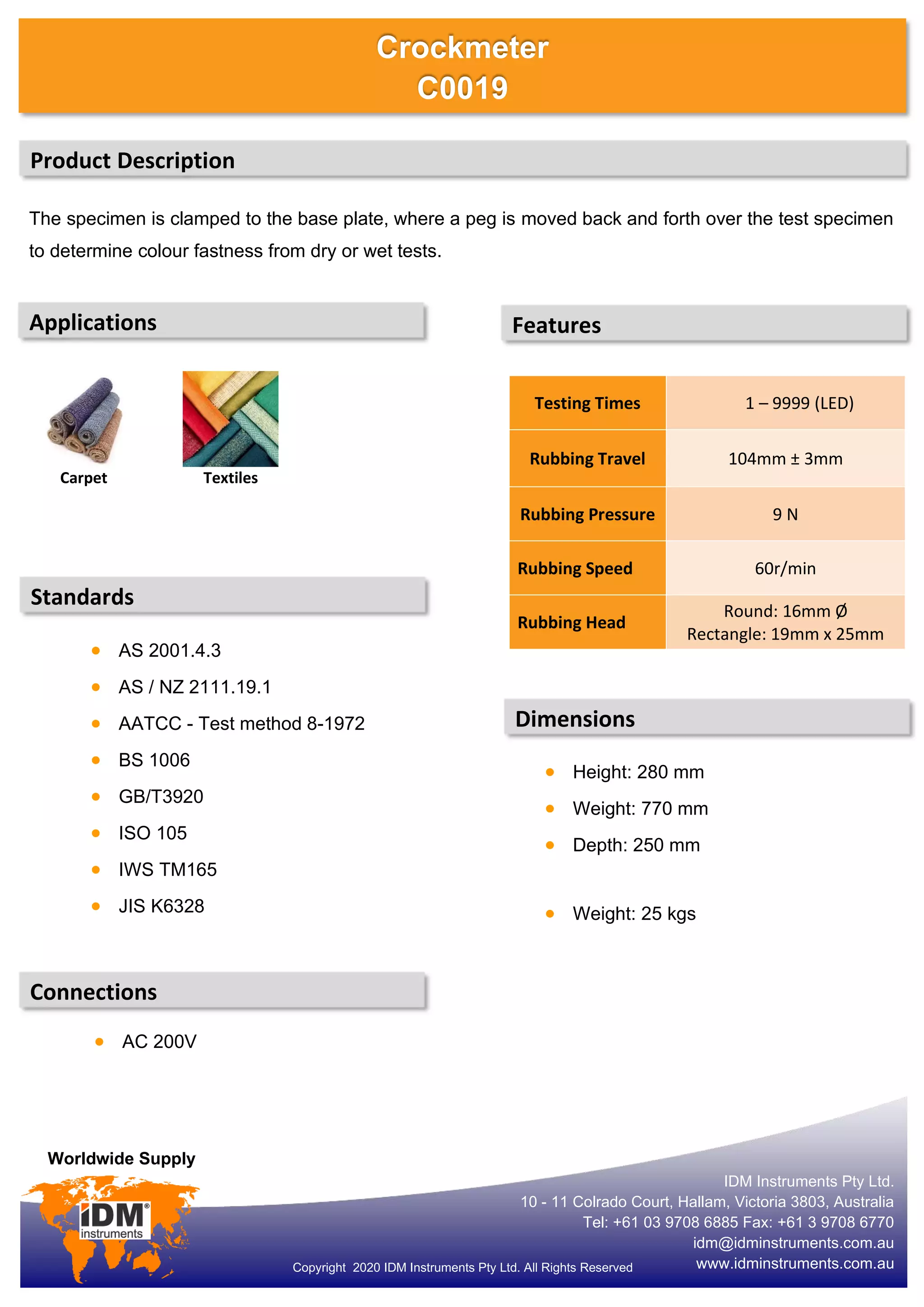 Crockmeter for textiles and carpets | PDF