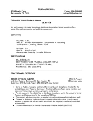 REGINA JONES PROFESSIONAL RESUME | DOC