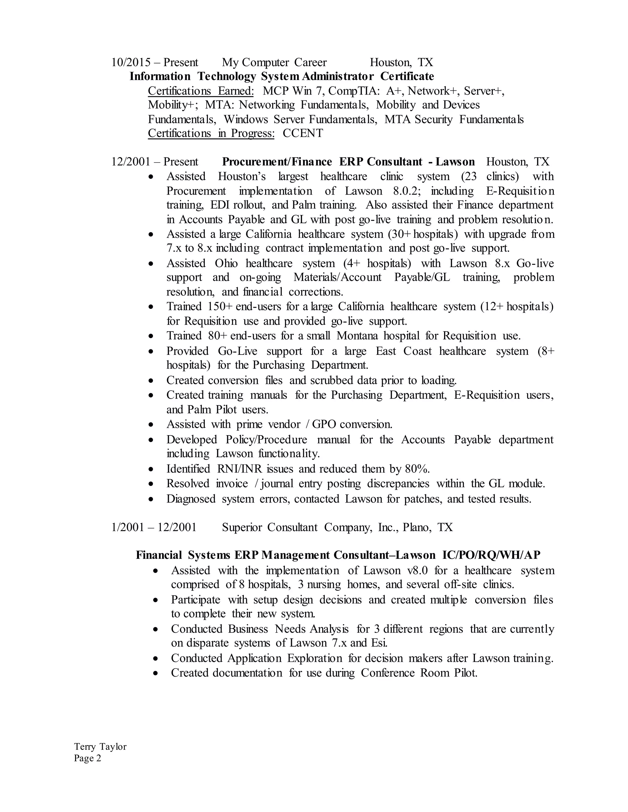 Terry Taylor resume | DOCX