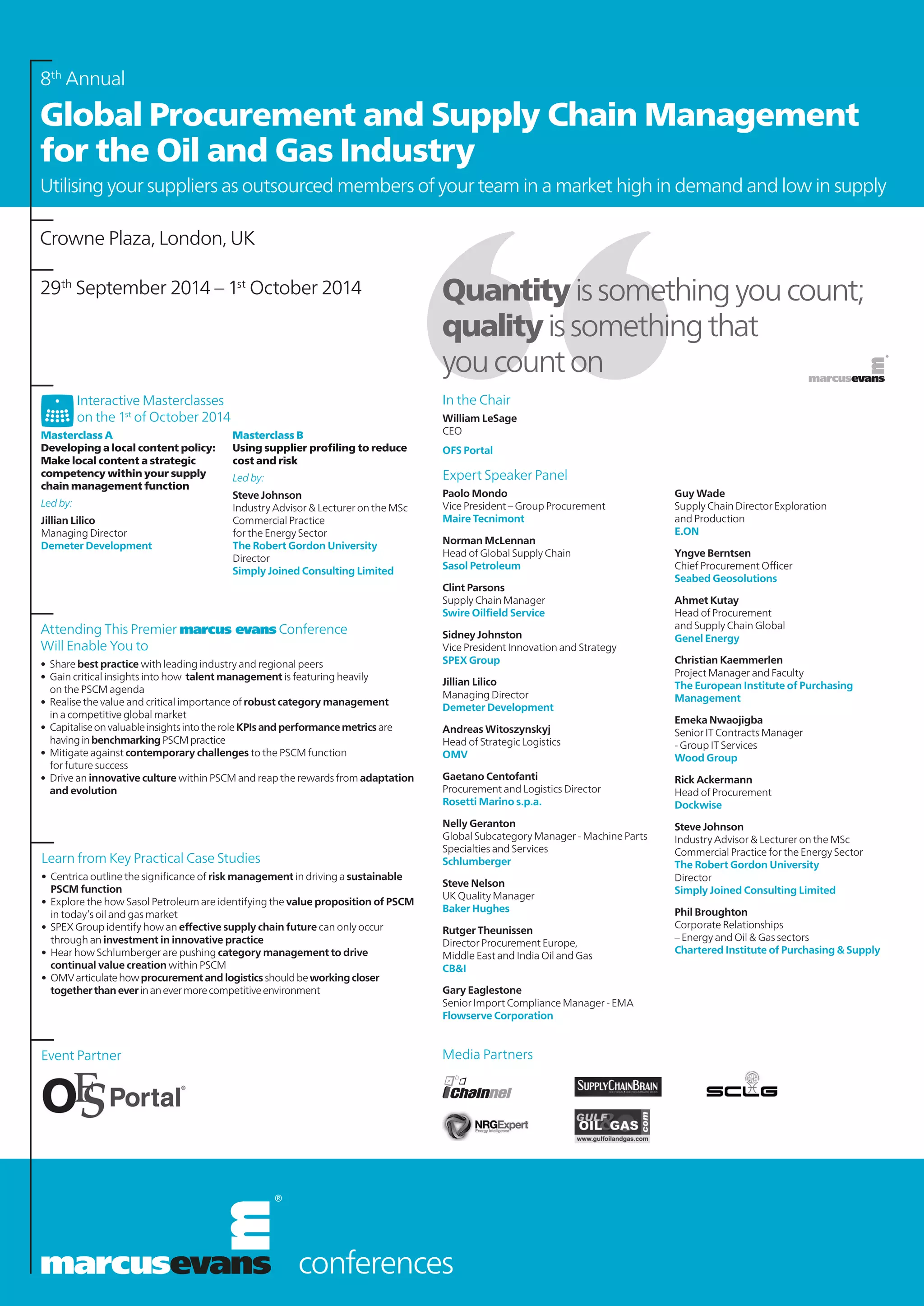 8th annual Global Procurement and SCM for Oil & Gas Industry | PDF