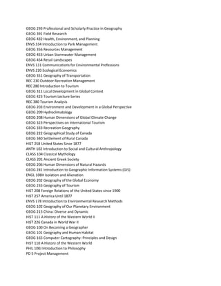 List of University Courses | PDF