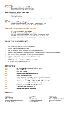 Mere_Baker_CV_February_2016[1][1] | RTF | Rugby League | Rugby