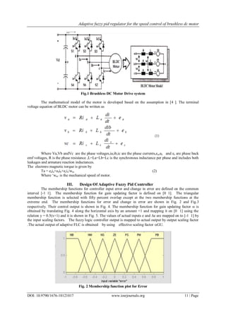 Adaptive Fuzzy PID Regulator for the Speed Control of Brushless Dc Motor | PDF