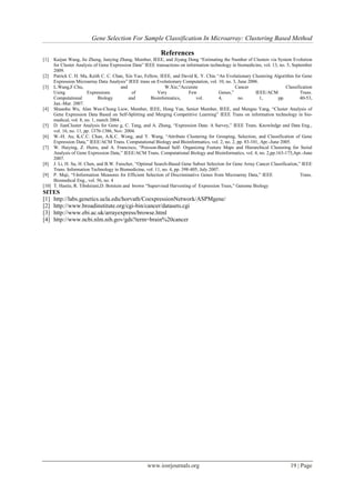 Gene Selection for Sample Classification in Microarray: Clustering Based Method | PDF