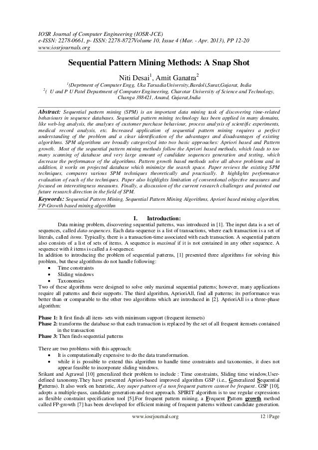 Sequential Pattern Mining Methods: A Snap Shot