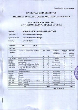 English transcript of Bachelor Diploma including my marks | PDF