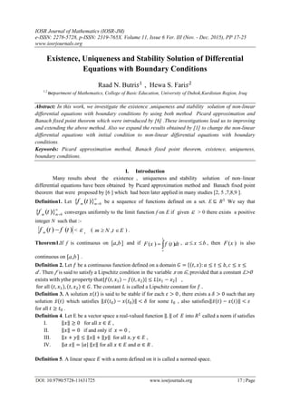 Existence, Uniqueness and Stability Solution of Differential Equations with Boundary Conditions ...
