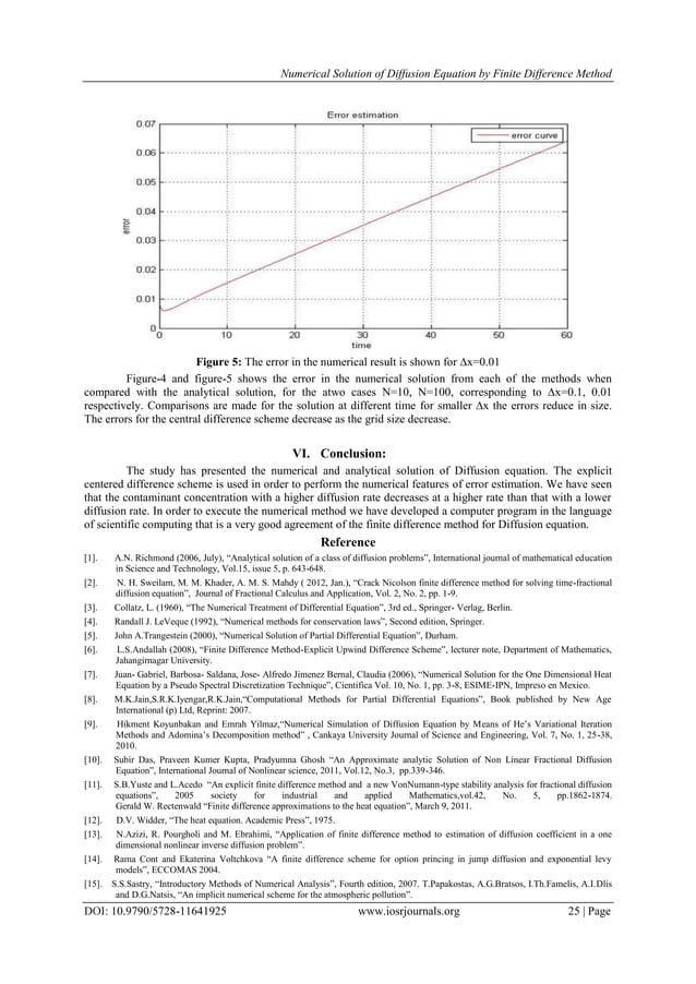 Numerical Solution Of Diffusion Equation By Finite Difference Method Pdf