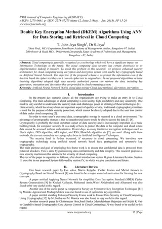 Double Key Encryption Method (DKEM) Algorithms Using ANN for Data Storing and Retrieval in Cloud ...