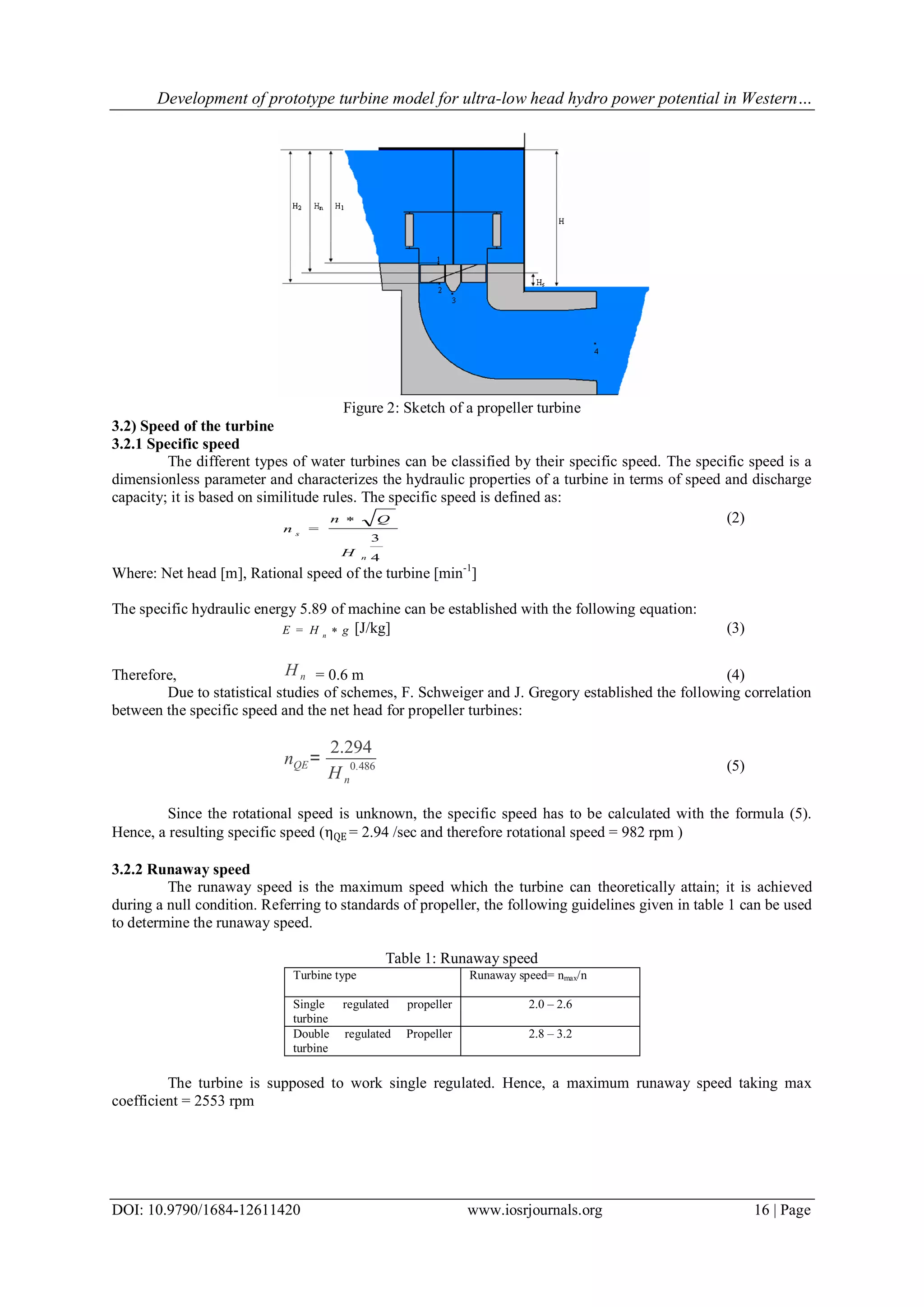 Development of prototype turbine model for ultra-low head hydro power ...
