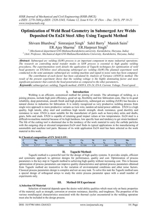Optimization of Weld Bead Geometry in Submerged Arc Welds Deposited On En24 Steel Alloy Using ...