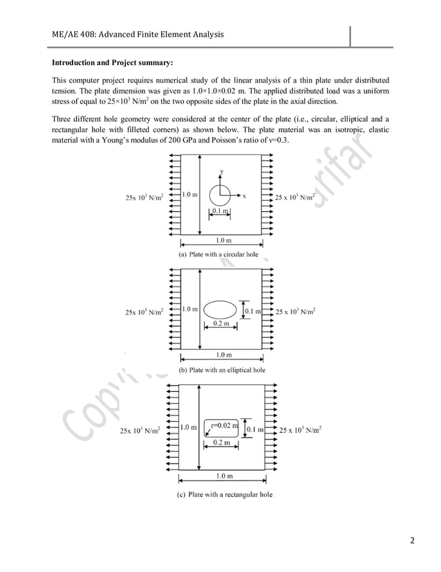 FEA Project-Plate Analysis | PDF | Physics | Science