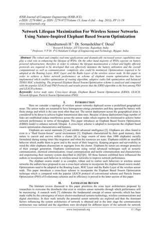 Network Lifespan Maximization For Wireless Sensor Networks Using Nature-Inspired Elephant Based ...