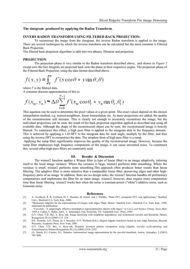 Sliced Ridgelet Transform for Image Denoising | PDF