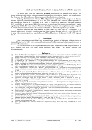 Study of Ischemia Modified Albumin in Type 2 Diabetes as a Marker of ...