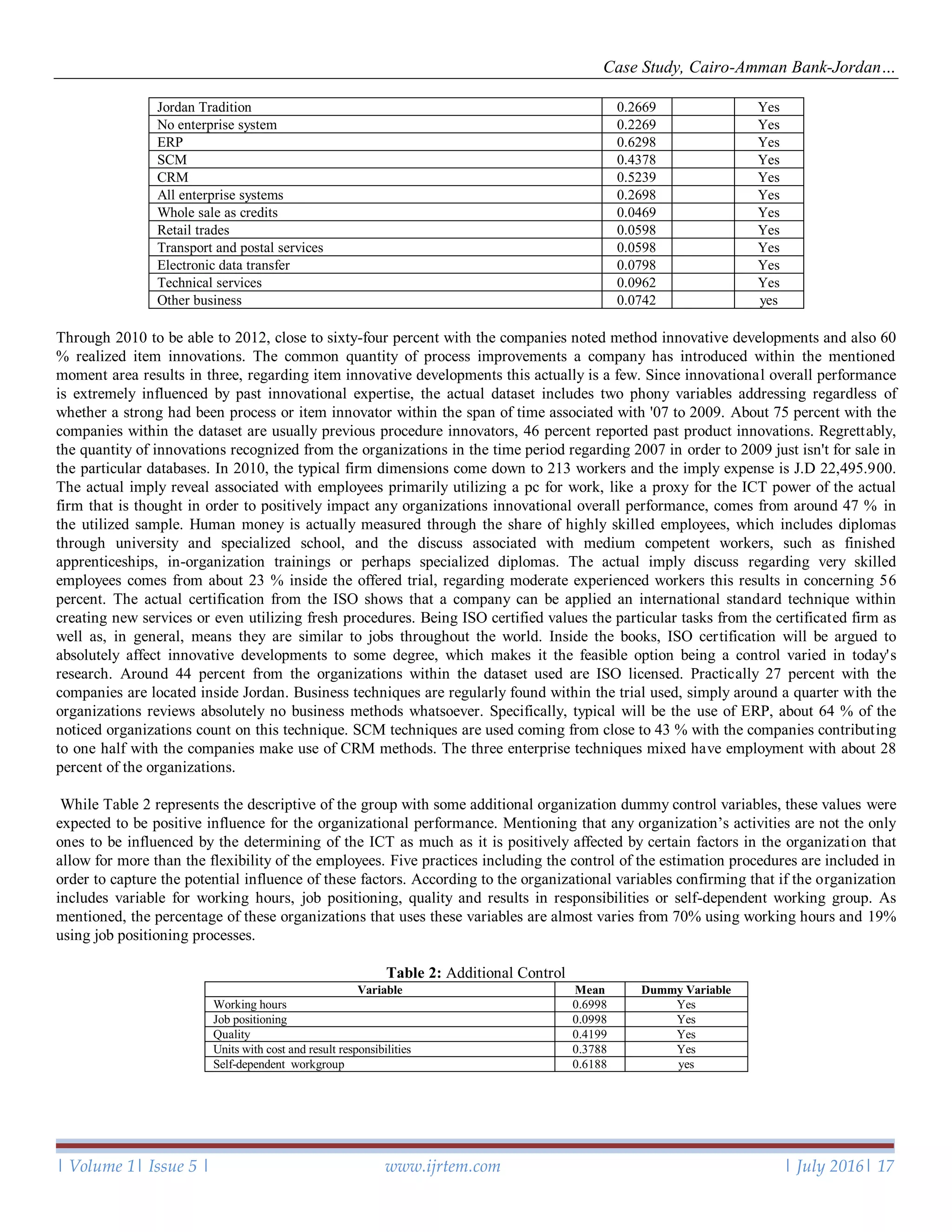 Case Study, Cairo-Amman Bank-Jordan: Improving an Organization by the use of Smart Phones and ...