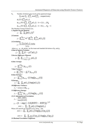 Automated Diagnosis of Glaucoma using Haralick Texture Features | PDF