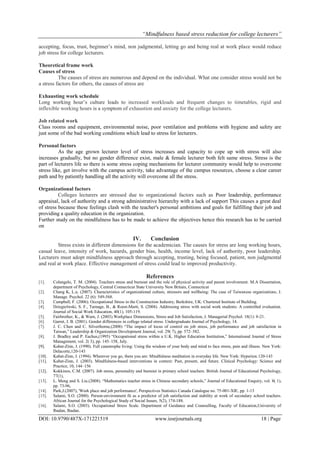 “Mindfulness based stress reduction for college lecturers” | PDF | Brain and Nervous System ...