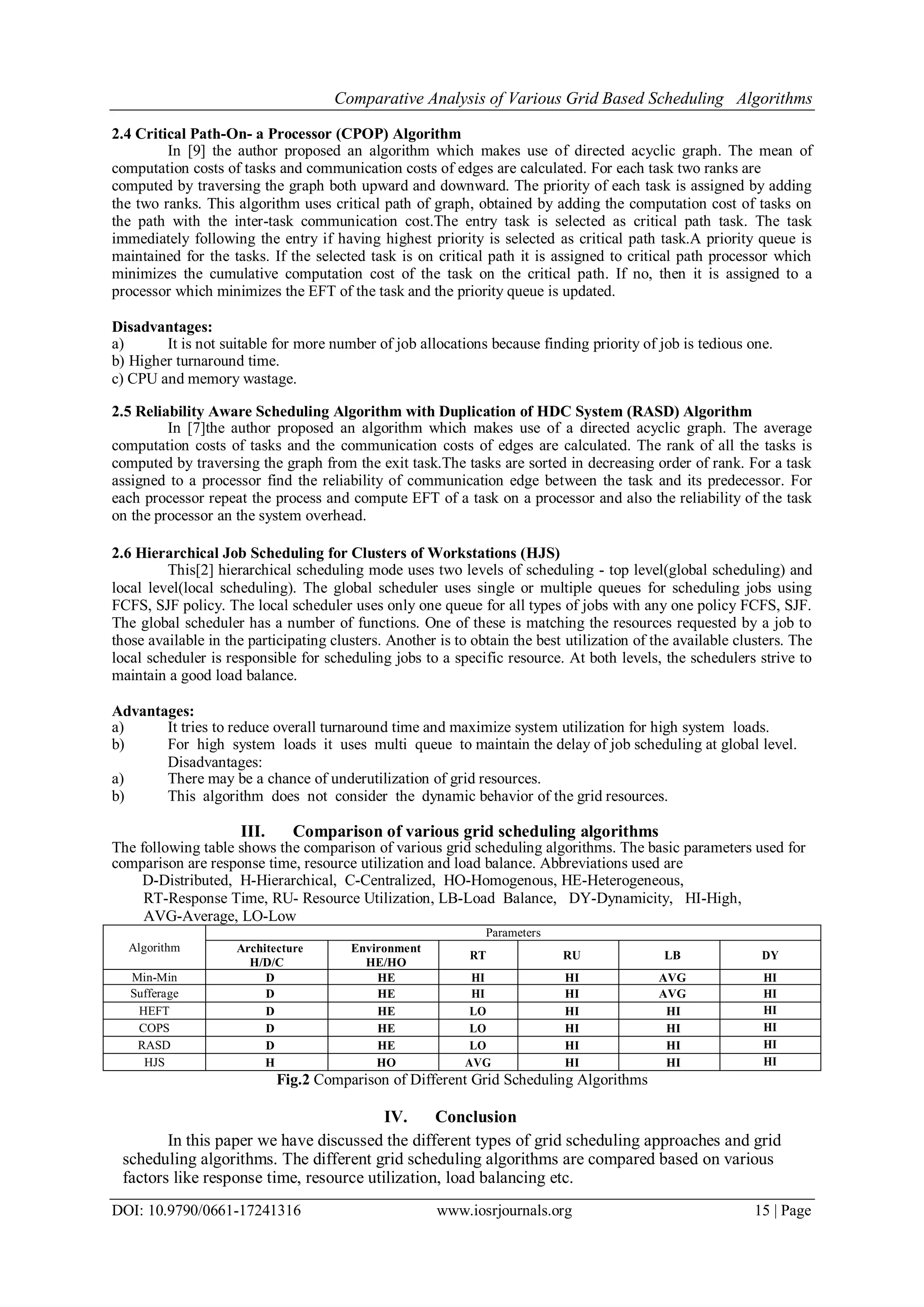 Comparative Analysis Of Various Grid Based Scheduling Algorithms Pdf Computing Technology