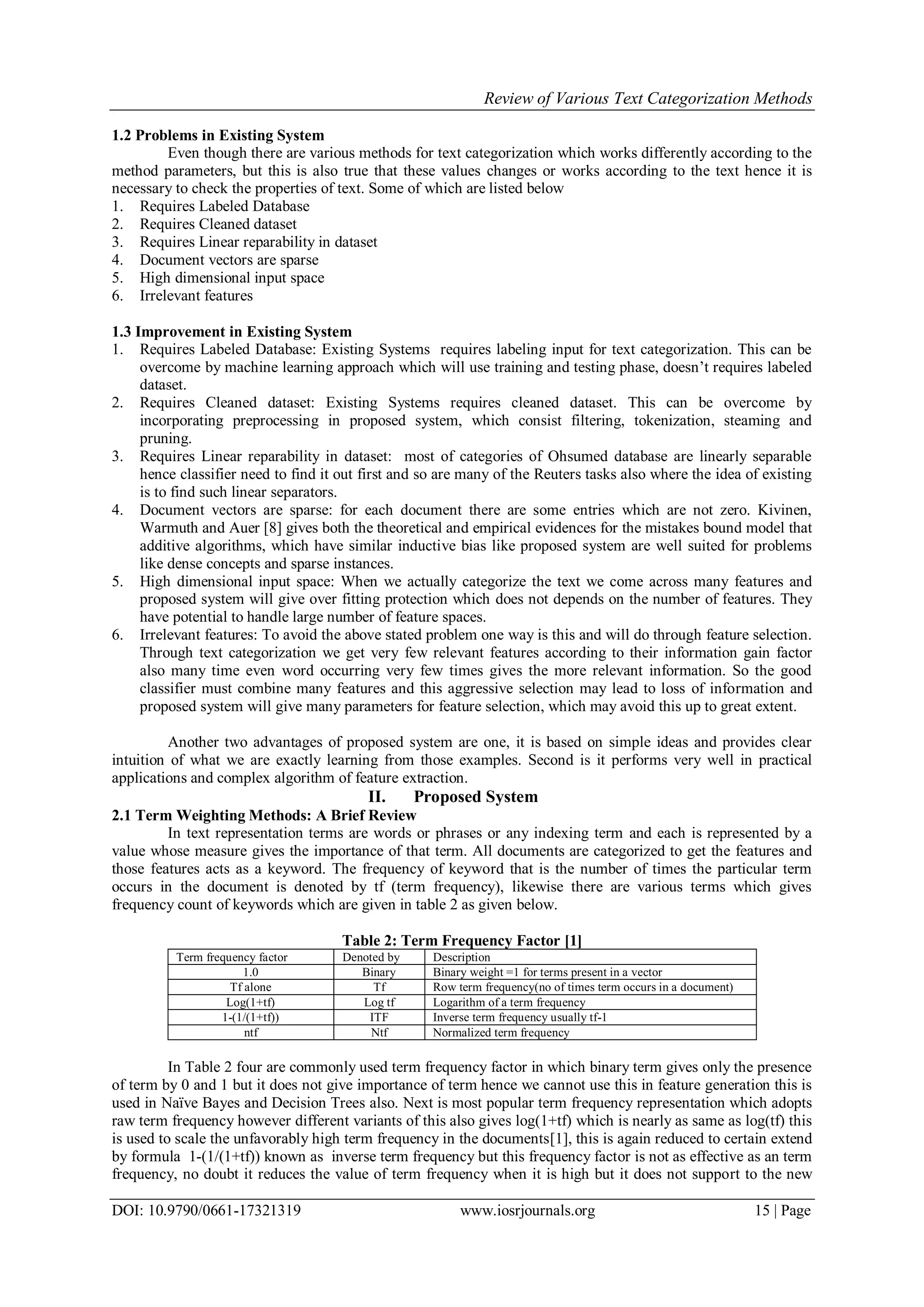 Review of Various Text Categorization Methods | PDF