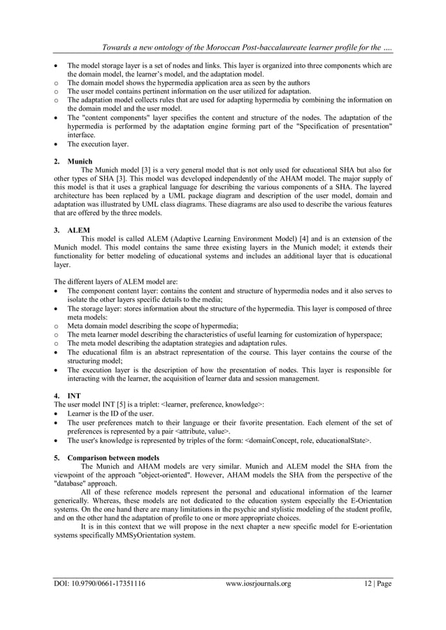 Towards a new ontology of the Moroccan Post-baccalaureate learner profile for the E-orientation ...