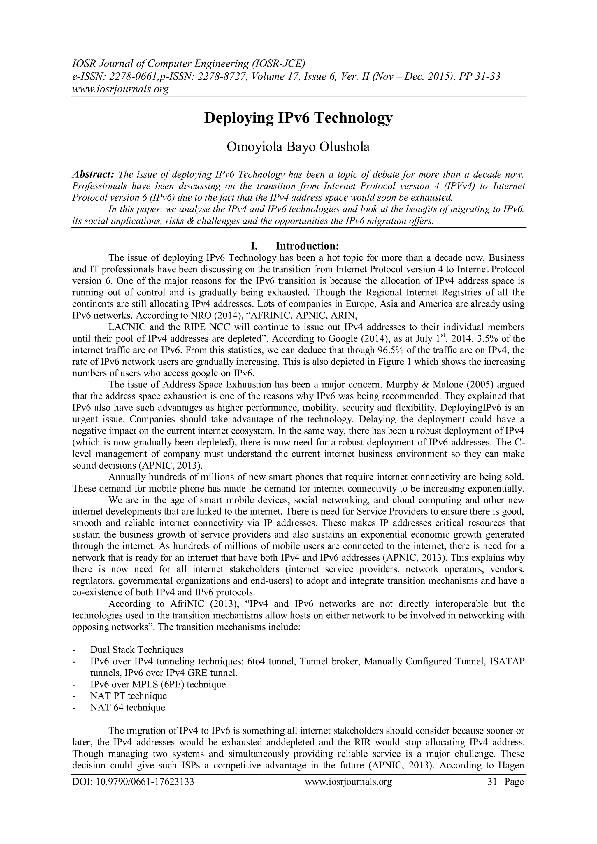 Deploying IPv6 Technology | PDF