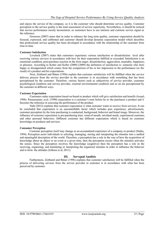 The Gap of Hospital Service Performance By Using Service Quality ...