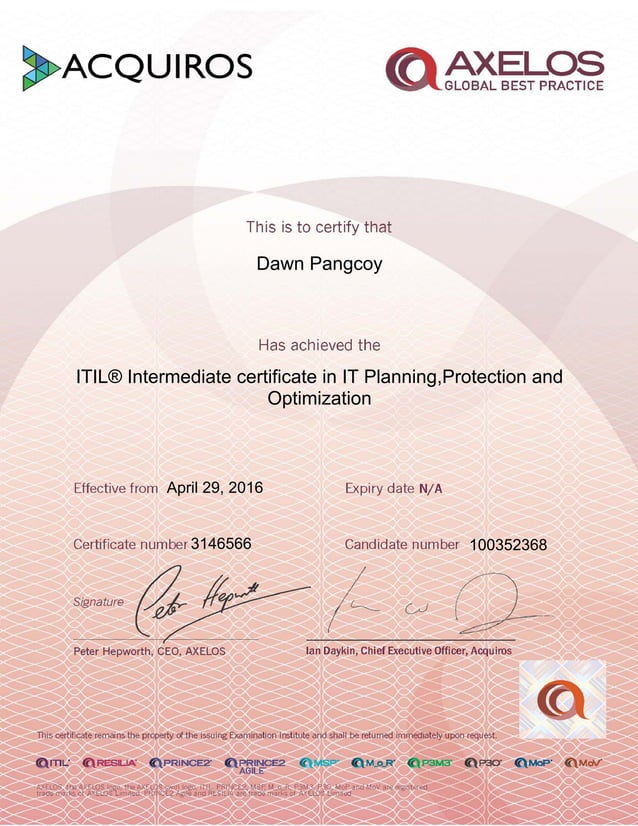ITIL PPO Certification | PDF