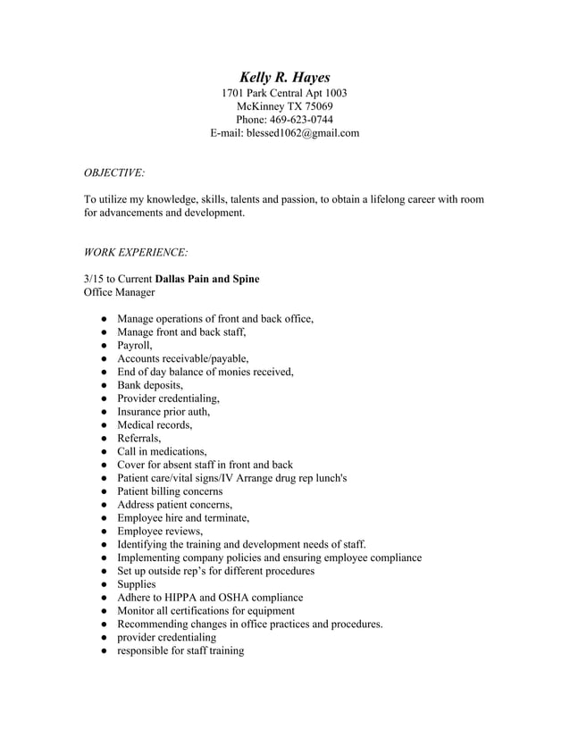 Kelly Hayes Resume | PDF