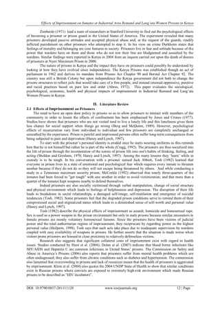 Effects of Imprisonment on Inmates at Industrial Area Remand and Lang ...