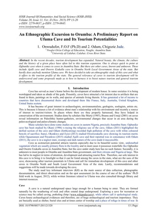 An Ethnographic Excursion to Orumba: A Preliminary Report on Ufuma Cave ...