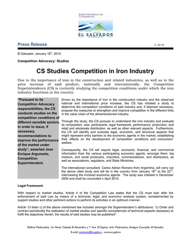 CS Studies Competition in Iron Industry | PDF