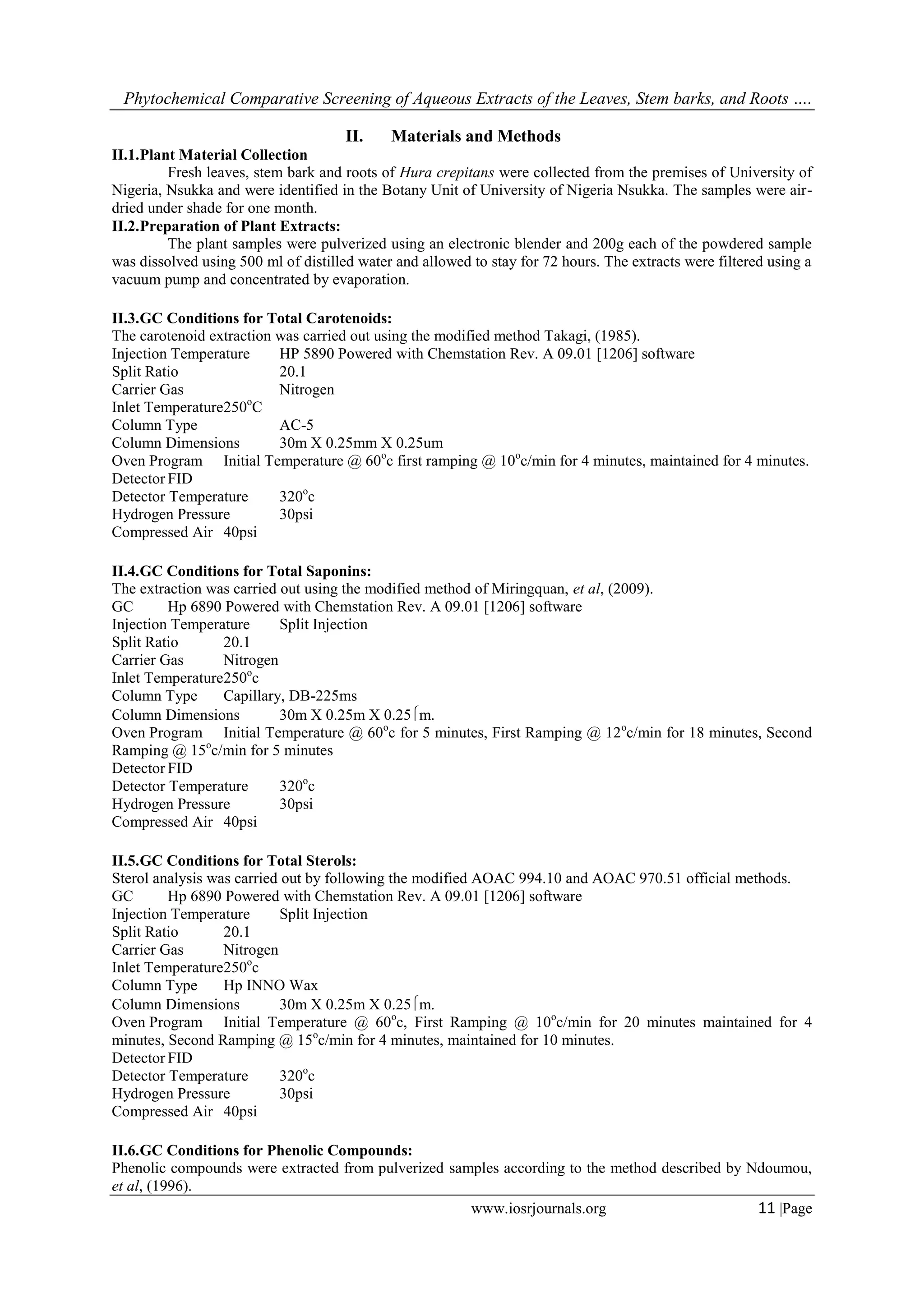 Phytochemical Comparative Screening of Aqueous Extracts of the Leaves ...