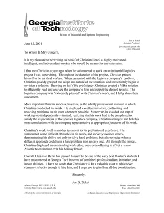 Prof. Joel Sokol Reference Letter | PDF