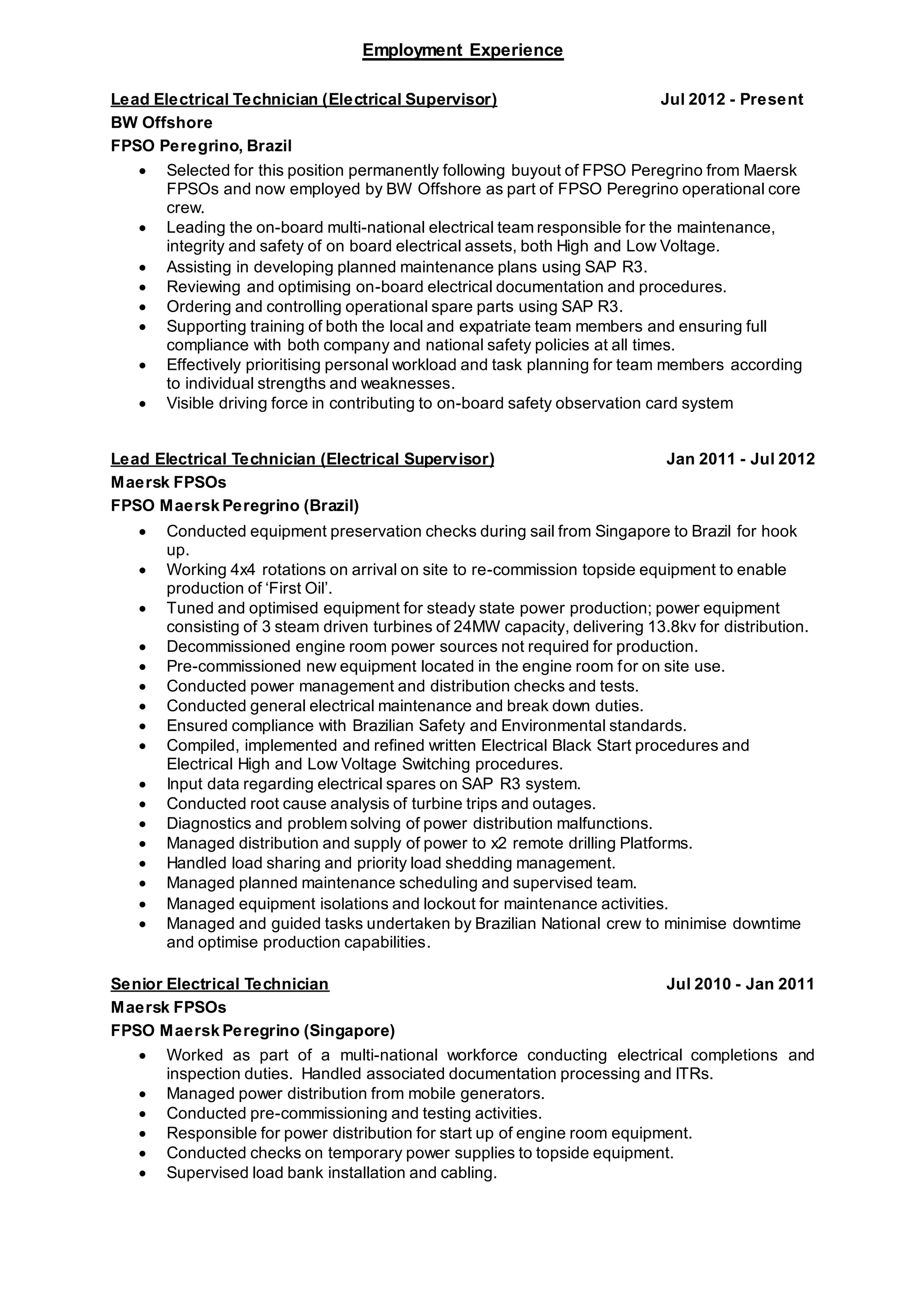 Tam Conway Latest CV | DOCX
