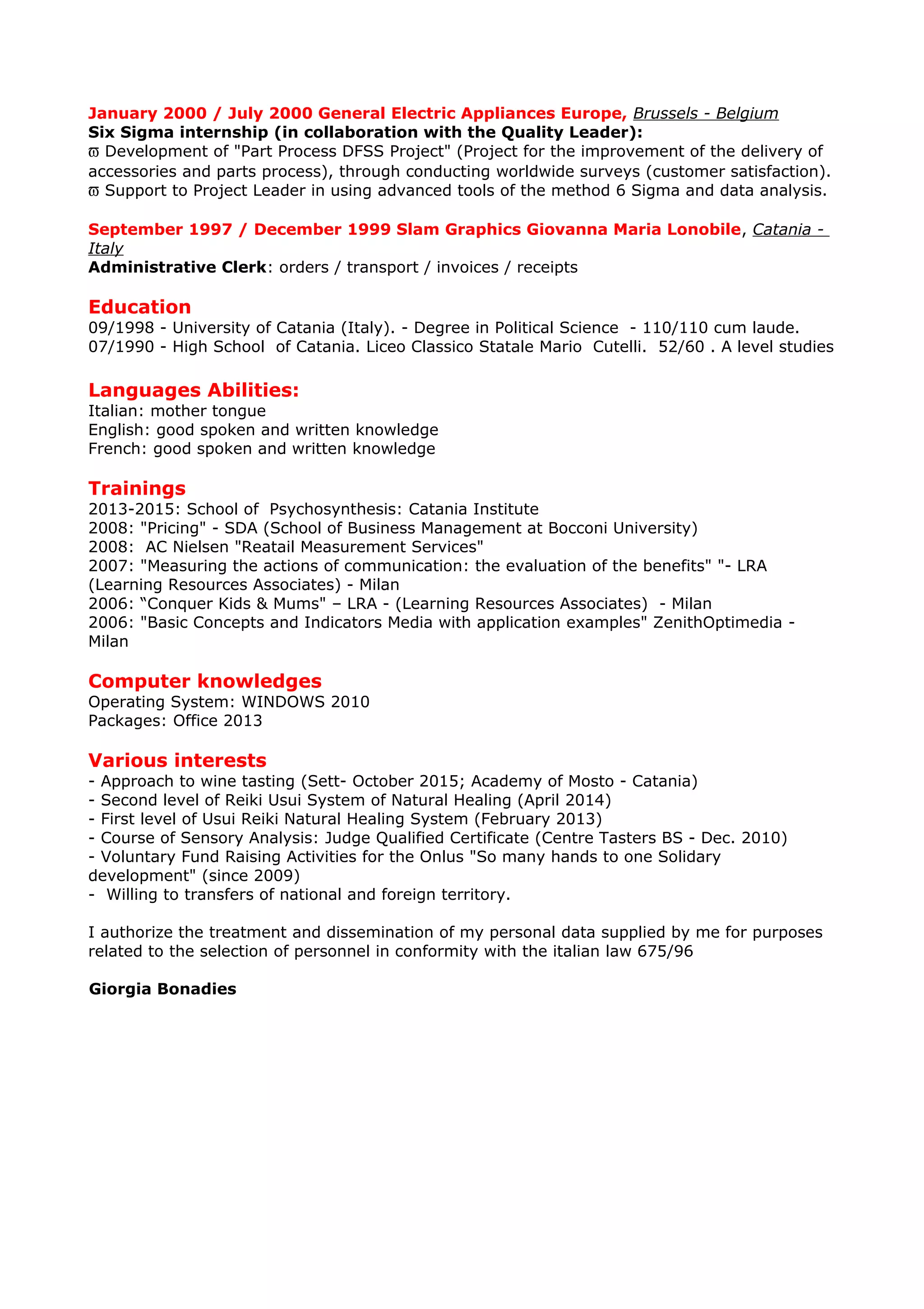 English GiorgiaBonadies CV | DOC