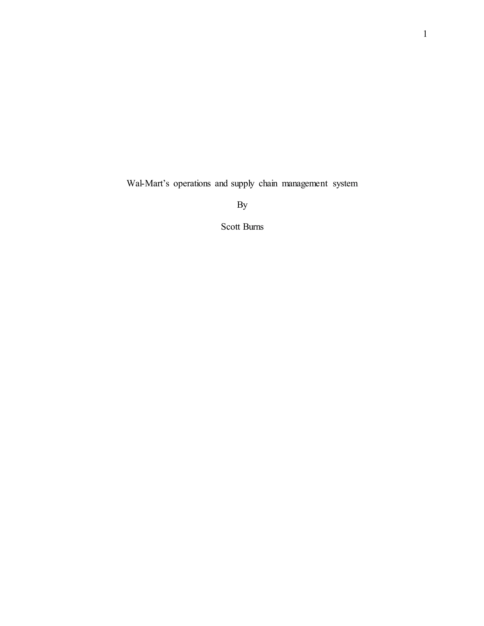 Wal-Mart’s operations and supply chain management system | DOCX ...