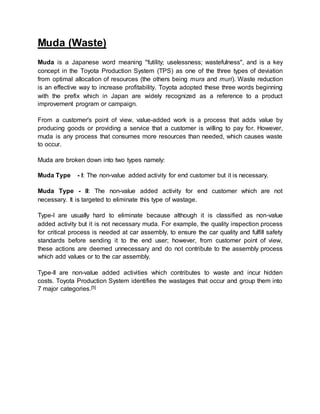 Muda | DOCX | Business | Business and Finance