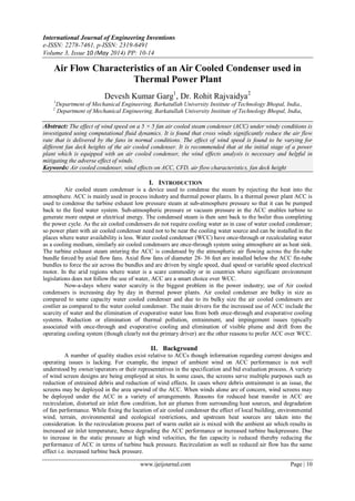 Air Flow Characteristics of an Air Cooled Condenser used in Thermal ...