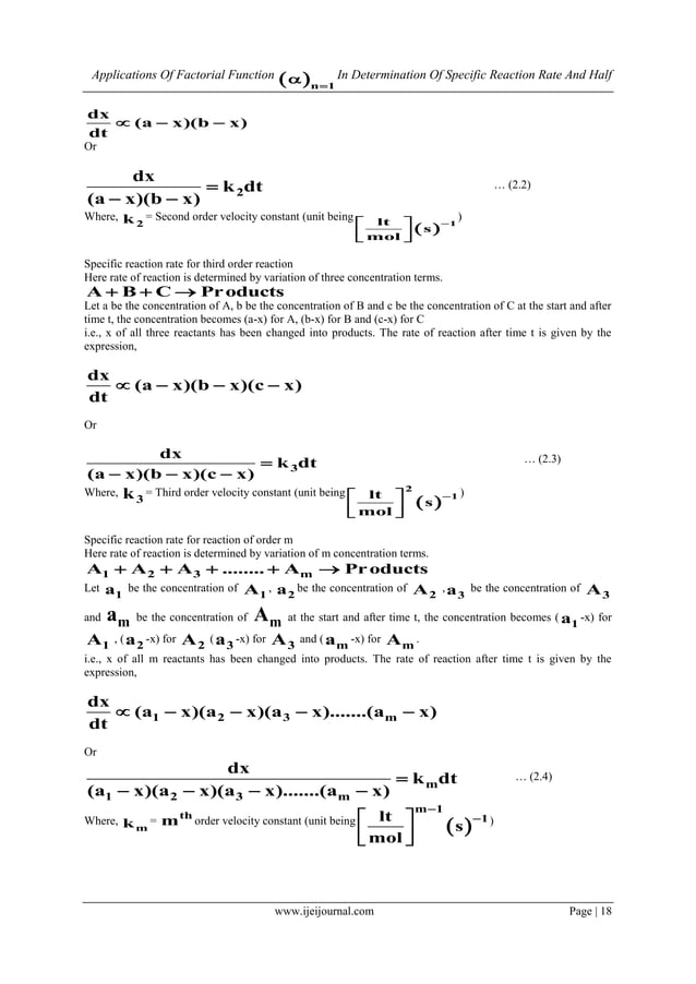 Applications of Factorial Function n=1 in determination of Specific ...