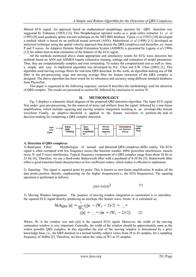 A Simple And Robust Algorithm For The Detection Of Qrs Complexes Pdf